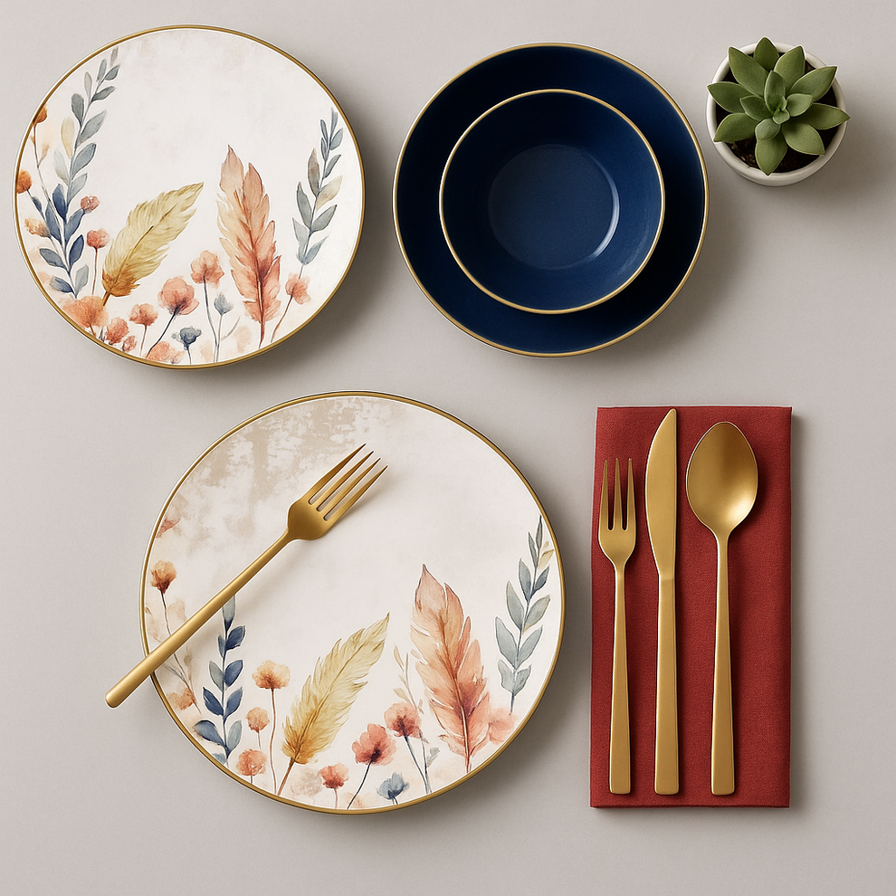 Feather Dinner set 24 Porcelain Plates – kitchenkey